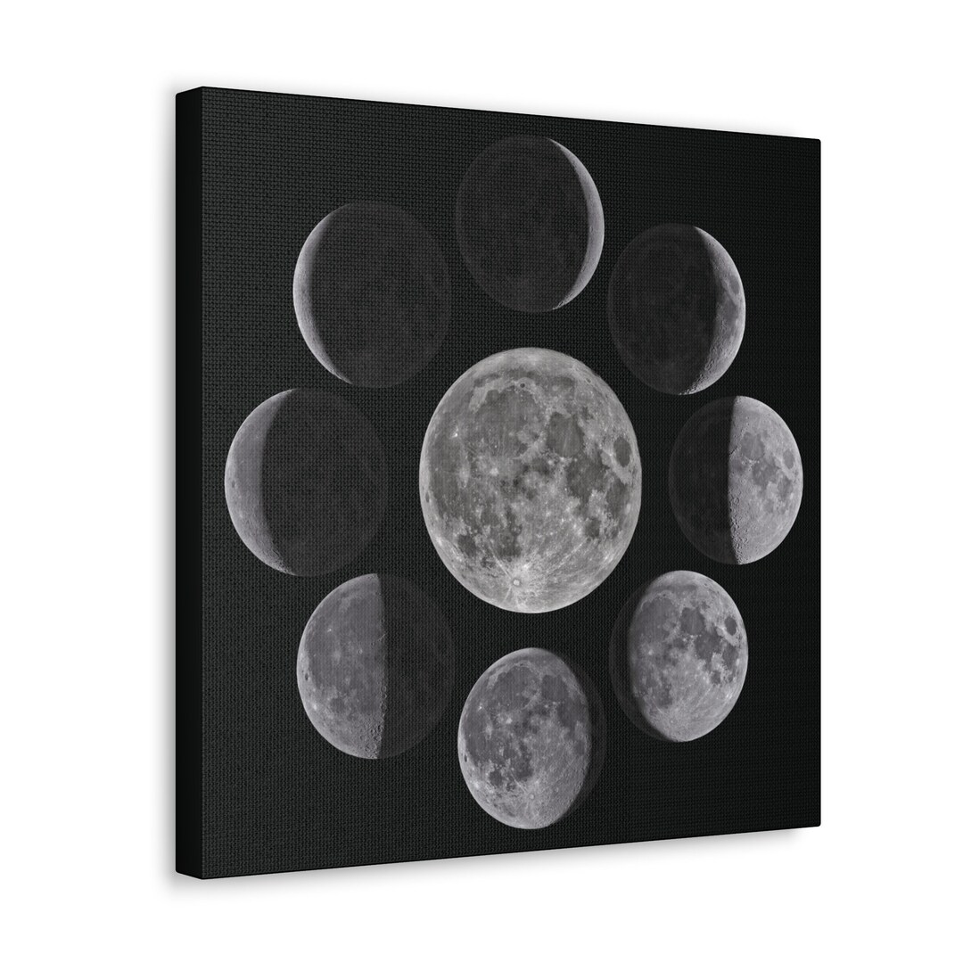 Shadows of the Moon Lunar Phases Circular Moon Phase Canvas Wall Art ...