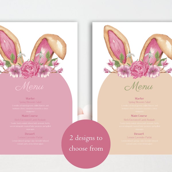 Easter Menu Template - Etsy