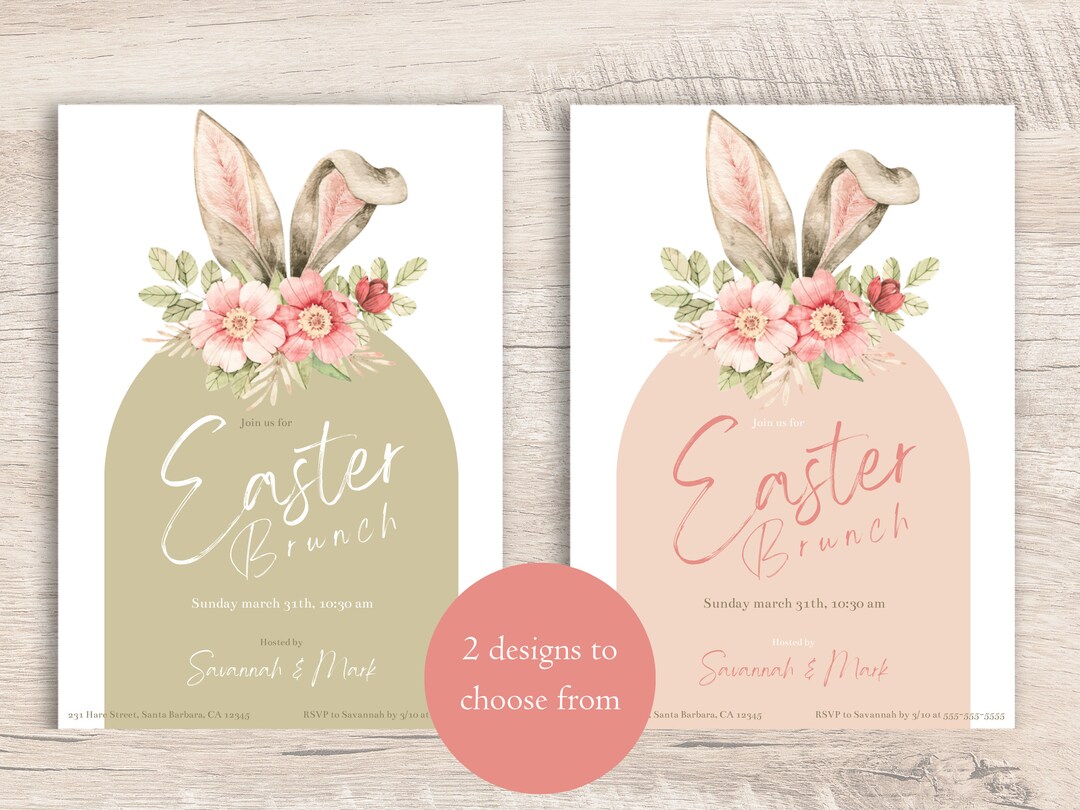 Bunny Easter Brunch Invite, Easter Brunch Invite, Easter Invitation ...