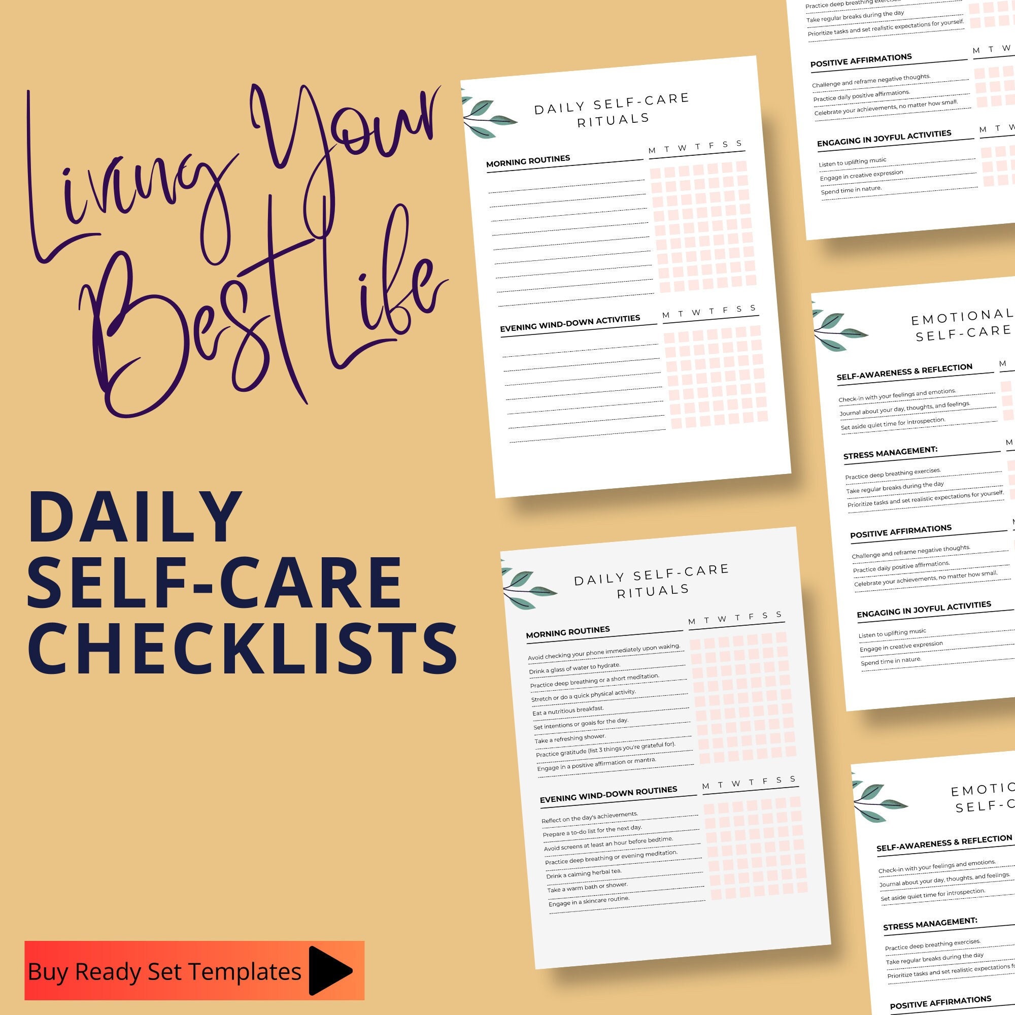 Ultimate Self-care Checklist & Mental Health Kit Printable Planner ...
