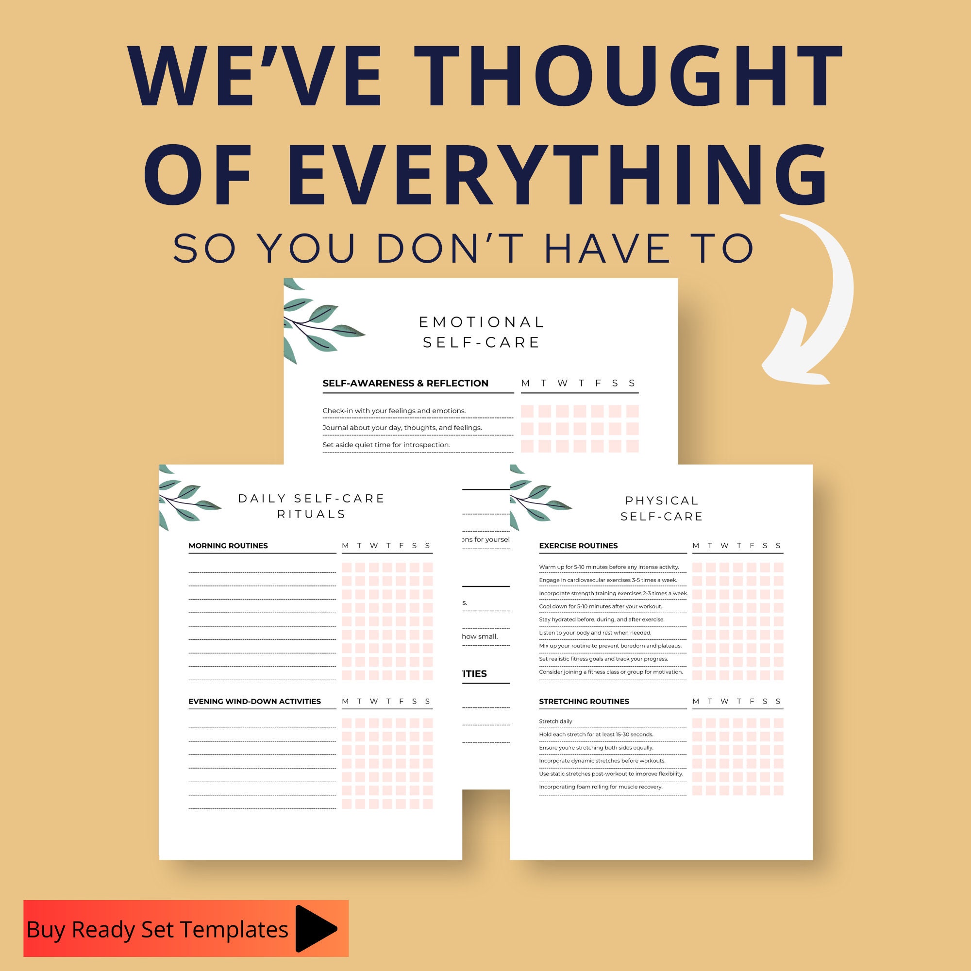 Ultimate Self-care Checklist & Mental Health Kit Printable Planner ...