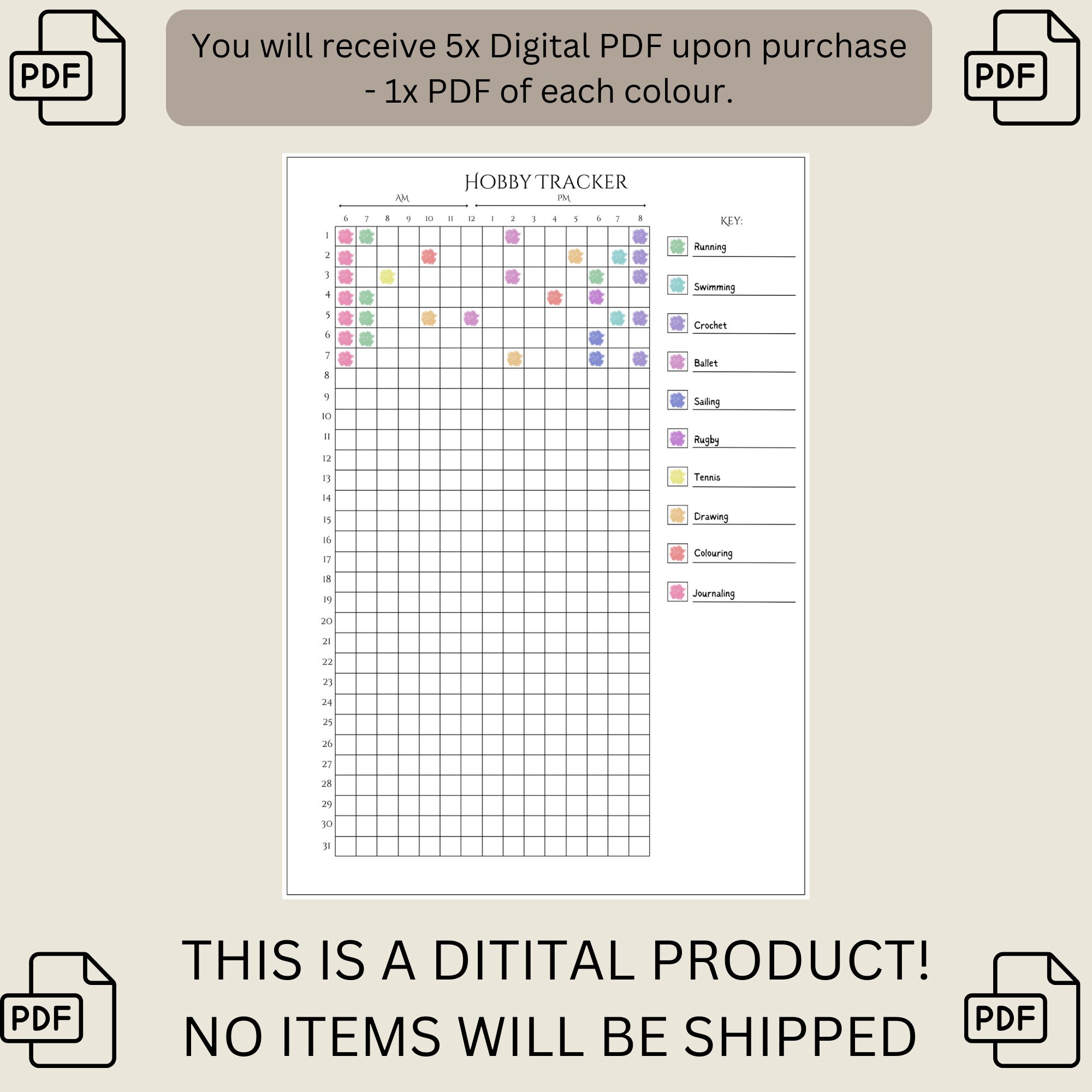 Hobby Tracker journal Page Printable Tracker Habit Tracker Hobby ...