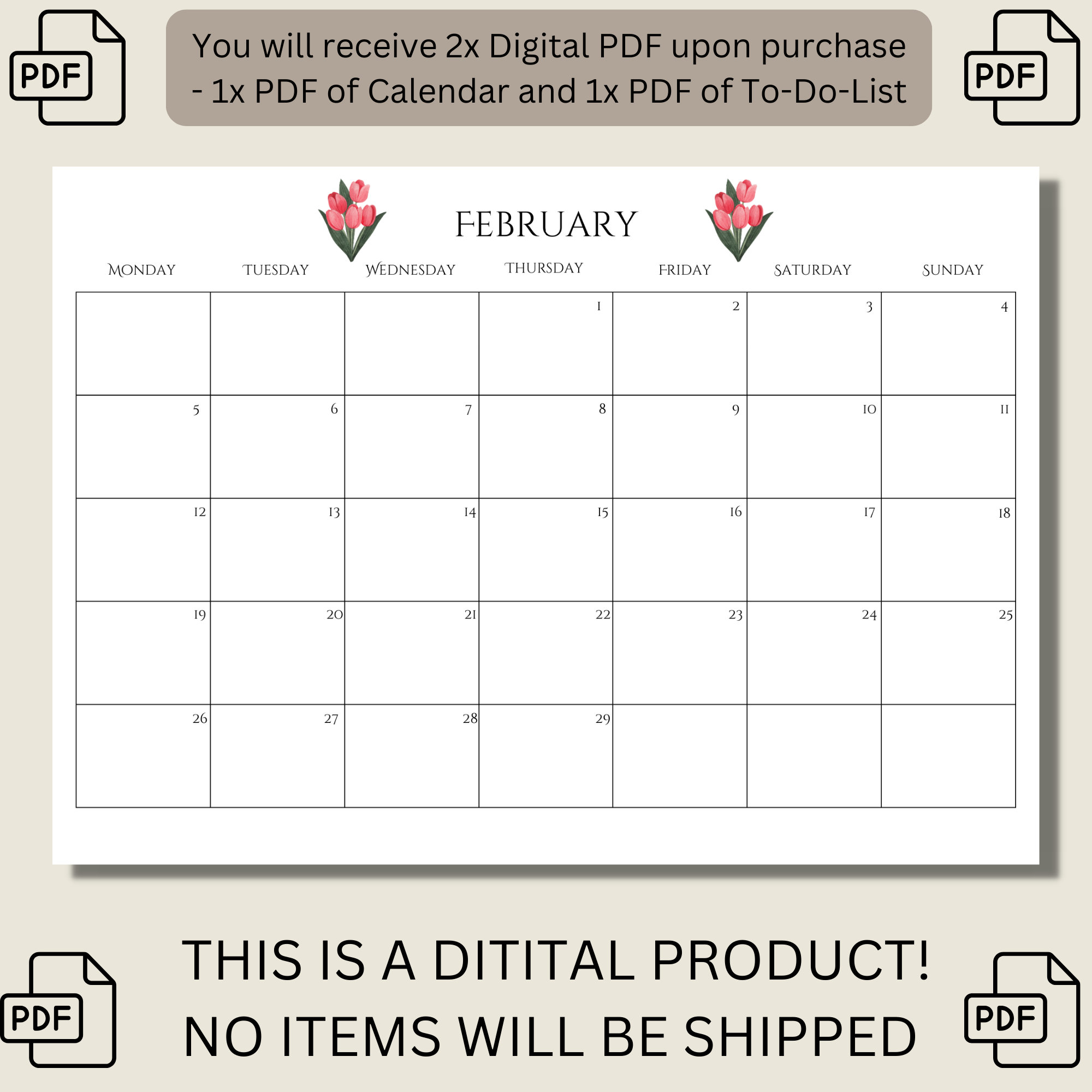 2024 Minimalist Calendar Printable 2024 Monthly Planner Print at Home ...