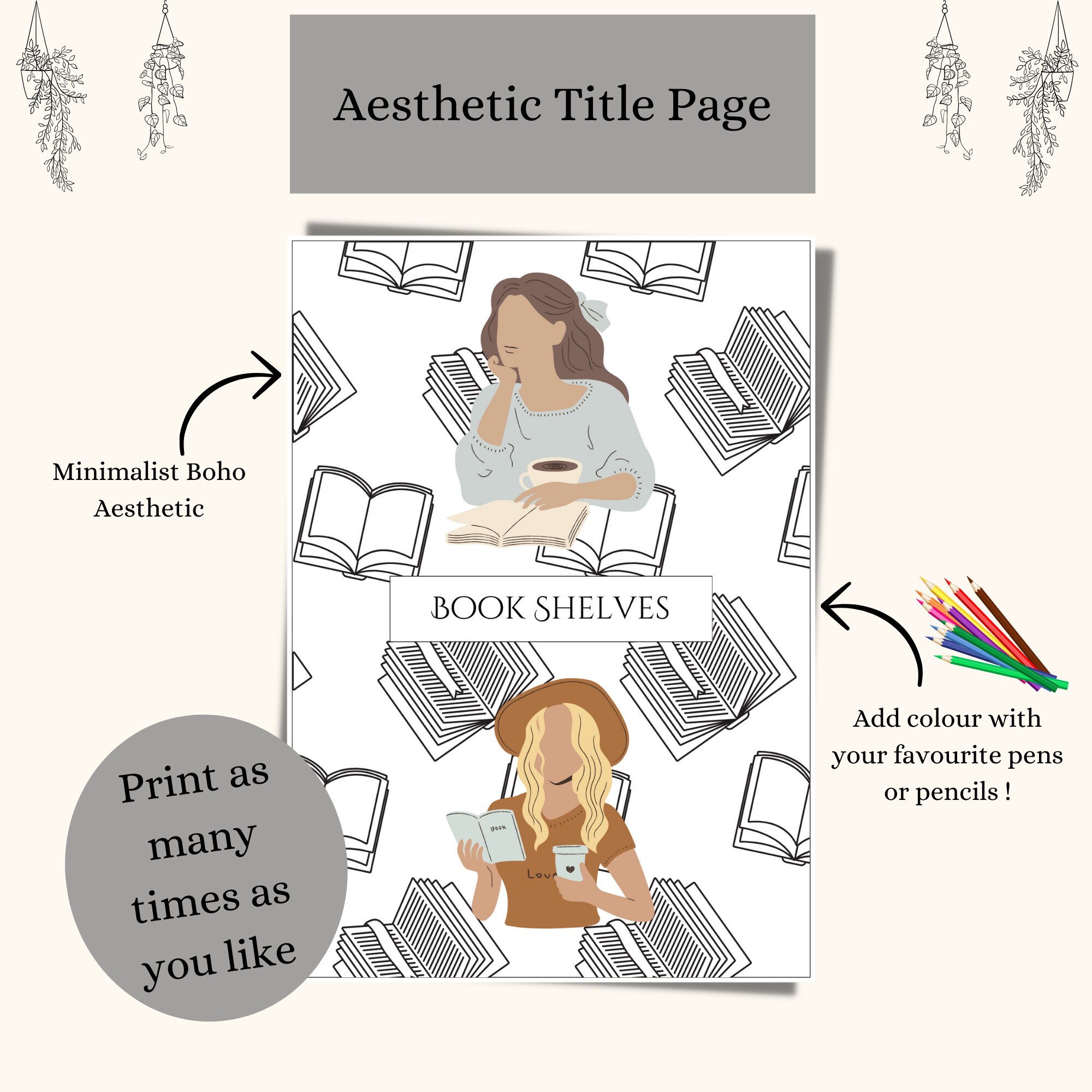 Reading Tracker Printable, Bookshelf Reading Log A4 A5 Letter HP ...