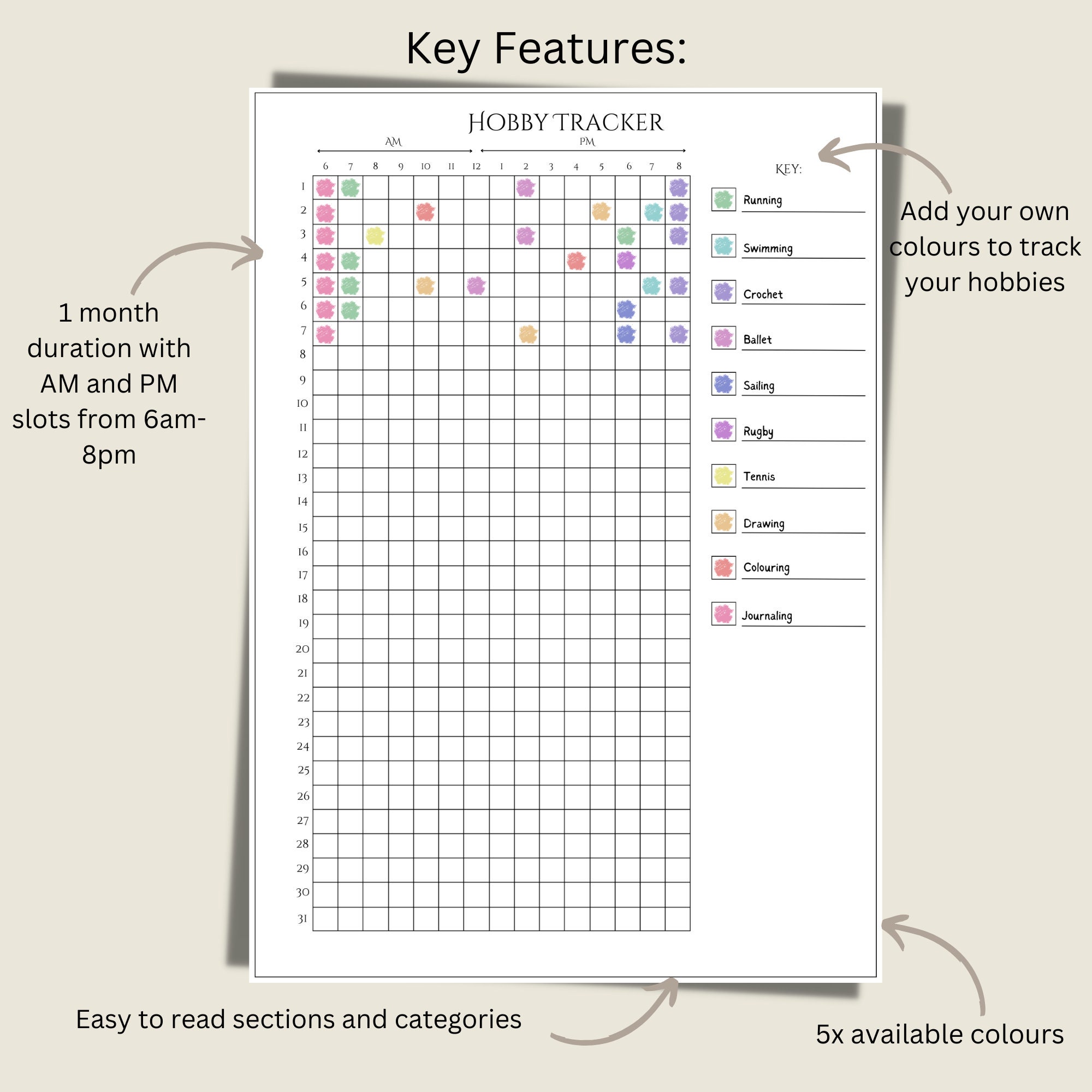 Hobby Tracker journal Page Printable Tracker Habit Tracker Hobby ...