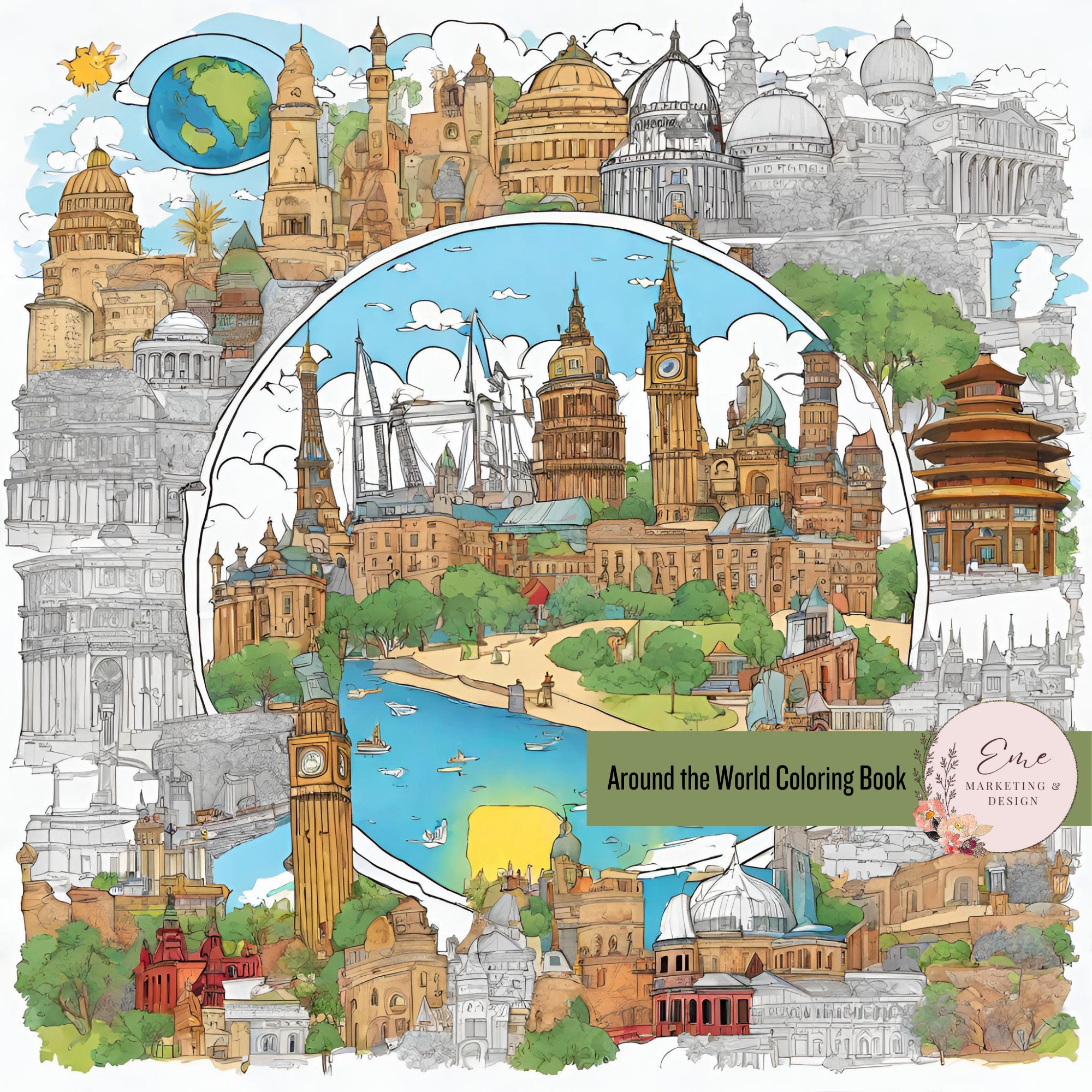 Around the World Coloring Book * Digital Download - Etsy