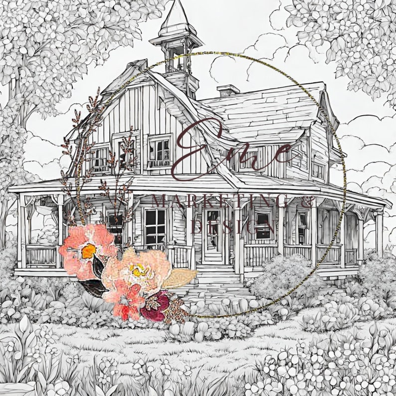 Farmhouse Chic Coloring Book - Etsy