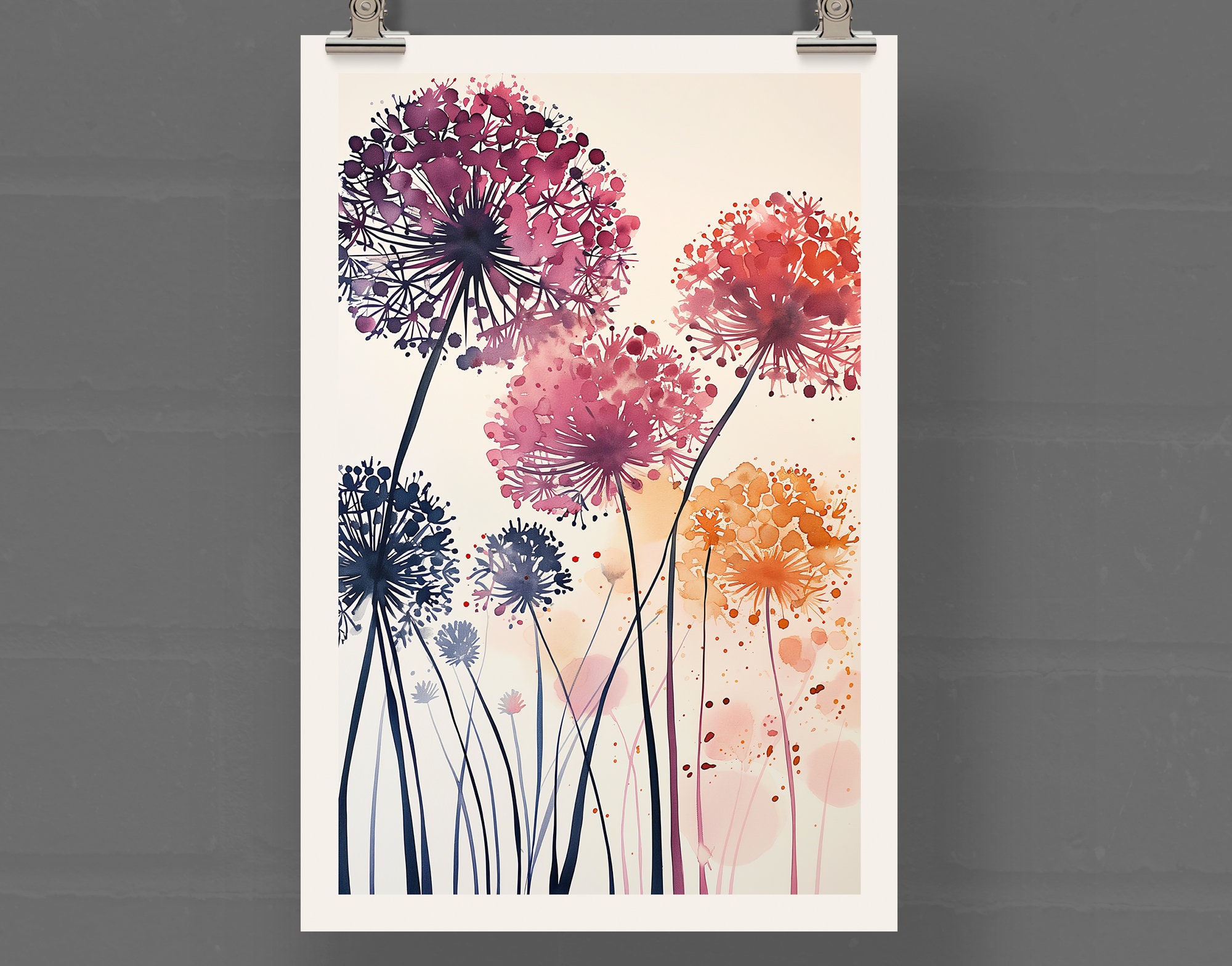 Watercolor Allium Art Print Allium Poster Watercolor Flowers Poster ...