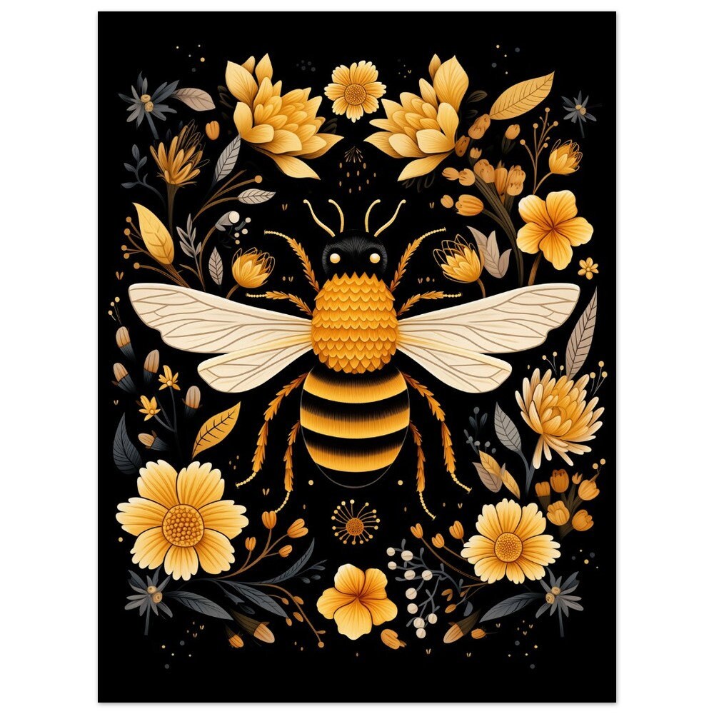 Honey Bee Art Print Dorm Decor Kitchen Decor Dorm Room Poster Colorful ...