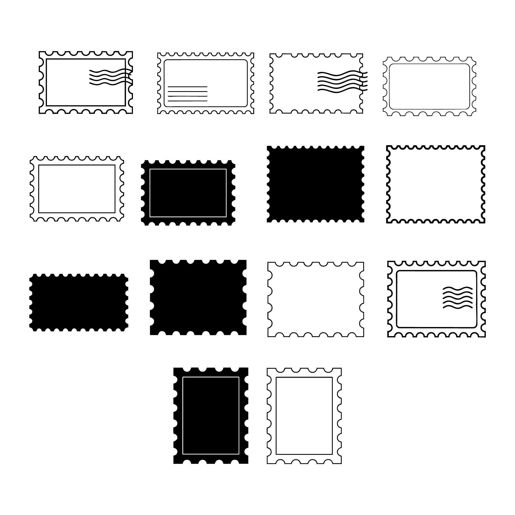 Postage Stamp SVG Bundle, Outline Postage Stamp SVG, Postage Stamp SVG ...