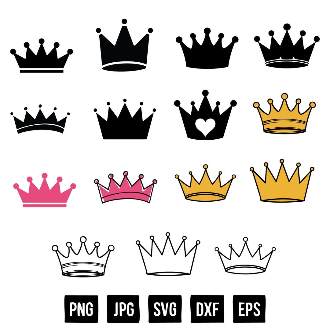 Crown Svg Bundle, Princess Crown Cut File, King Crown Silhouette SVG ...
