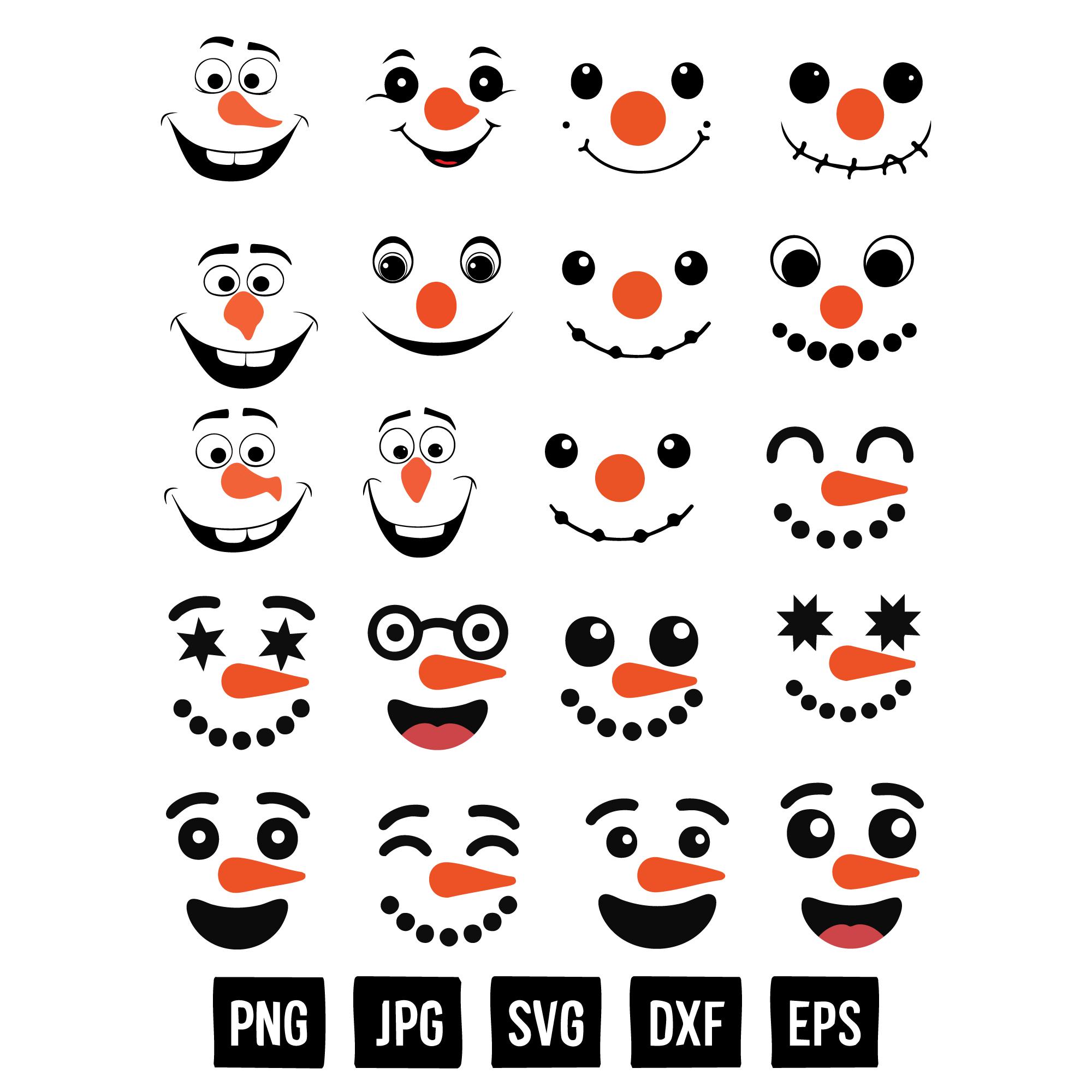 Snowman Faces SVG, Funny Snowman Face SVG, Cricut Snowman Face Design ...