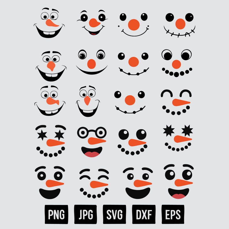 Snowman Faces SVG, Funny Snowman Face SVG, Cricut Snowman Face Design ...