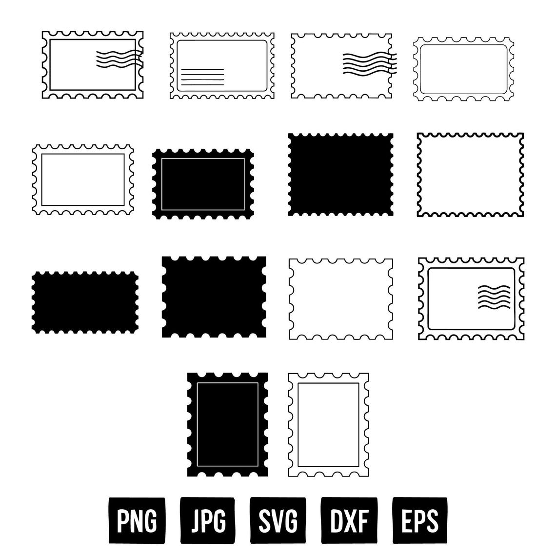 Postage Stamp SVG Bundle, Outline Postage Stamp SVG, Postage Stamp SVG ...