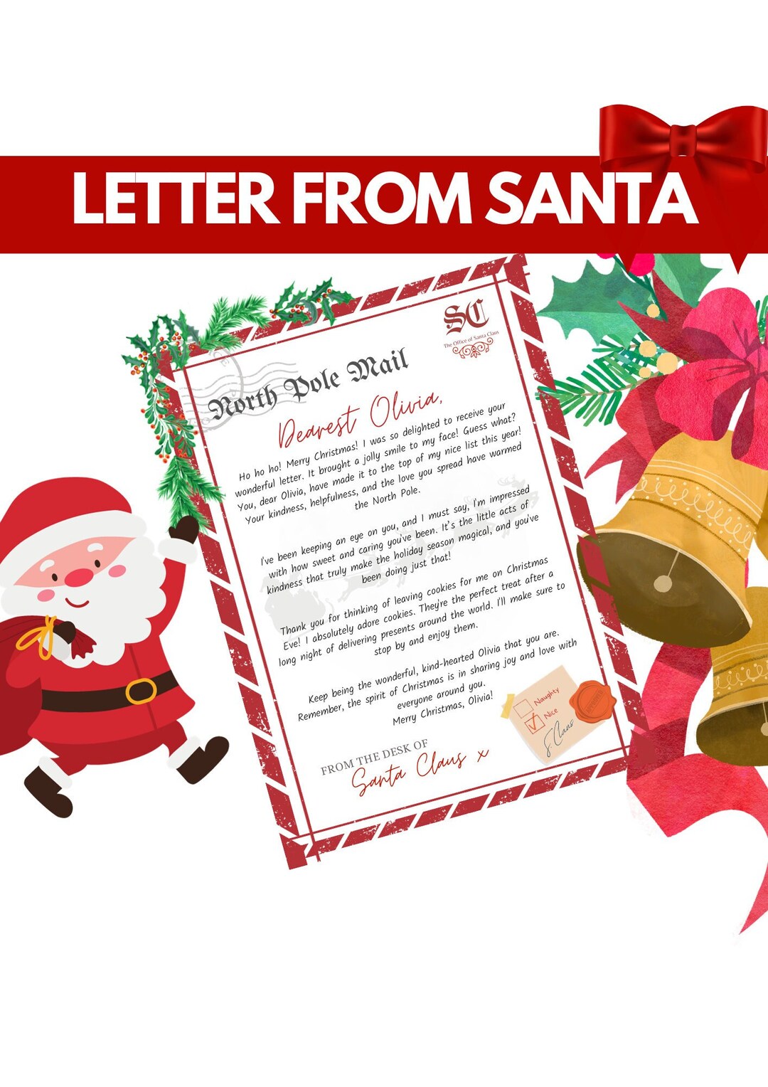 Personalized Santa's Reply Letter Template Printable Digital Card - Etsy