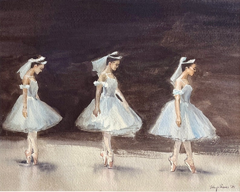 Original into the Light Watercolor Ballet Impressionist Painting prints ...