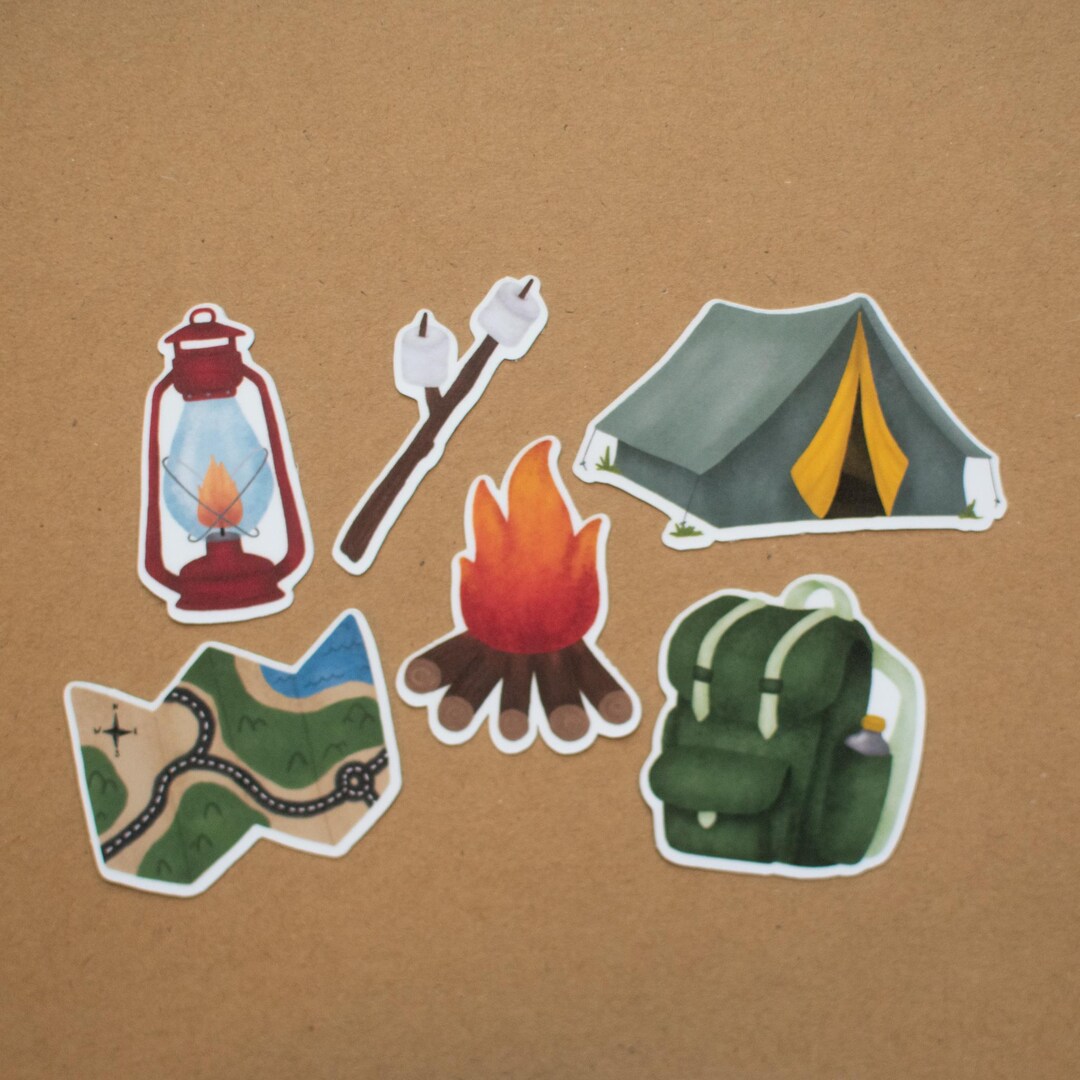 Camping Sticker Pack Adventure Vinyl Stickers for Journals, Scrapbooks ...
