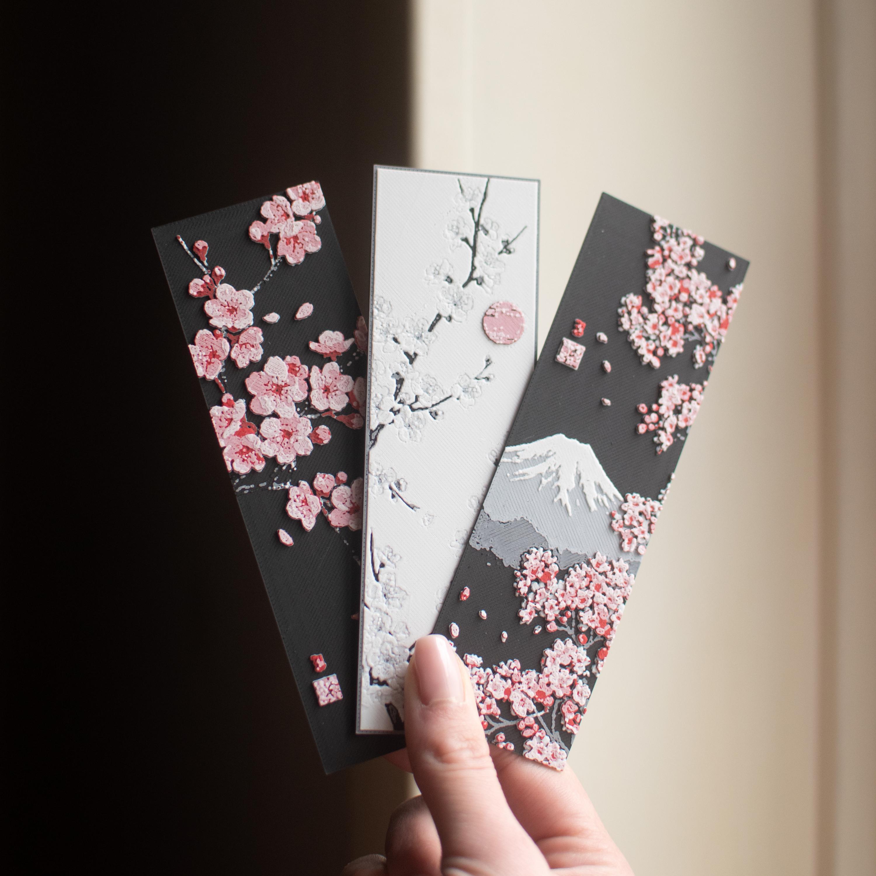 Cherry Blossom Bookmark Set | Japanese Sakura, Mt. Fuji Aesthetic ...