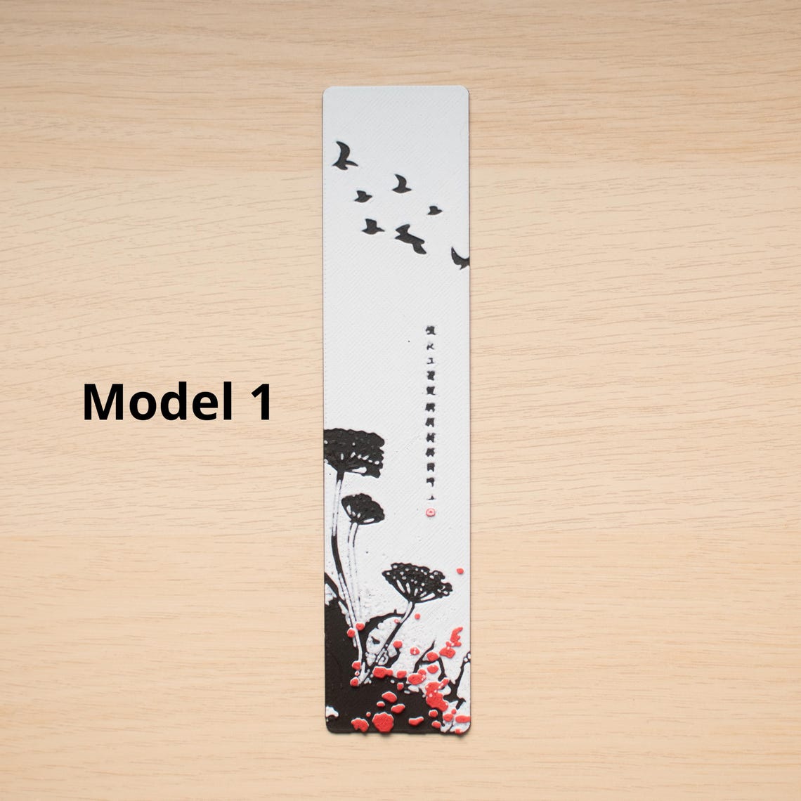 Red Blossom Japanese Bookmark Set | Sumi-e Ink Art | Aesthetic ...