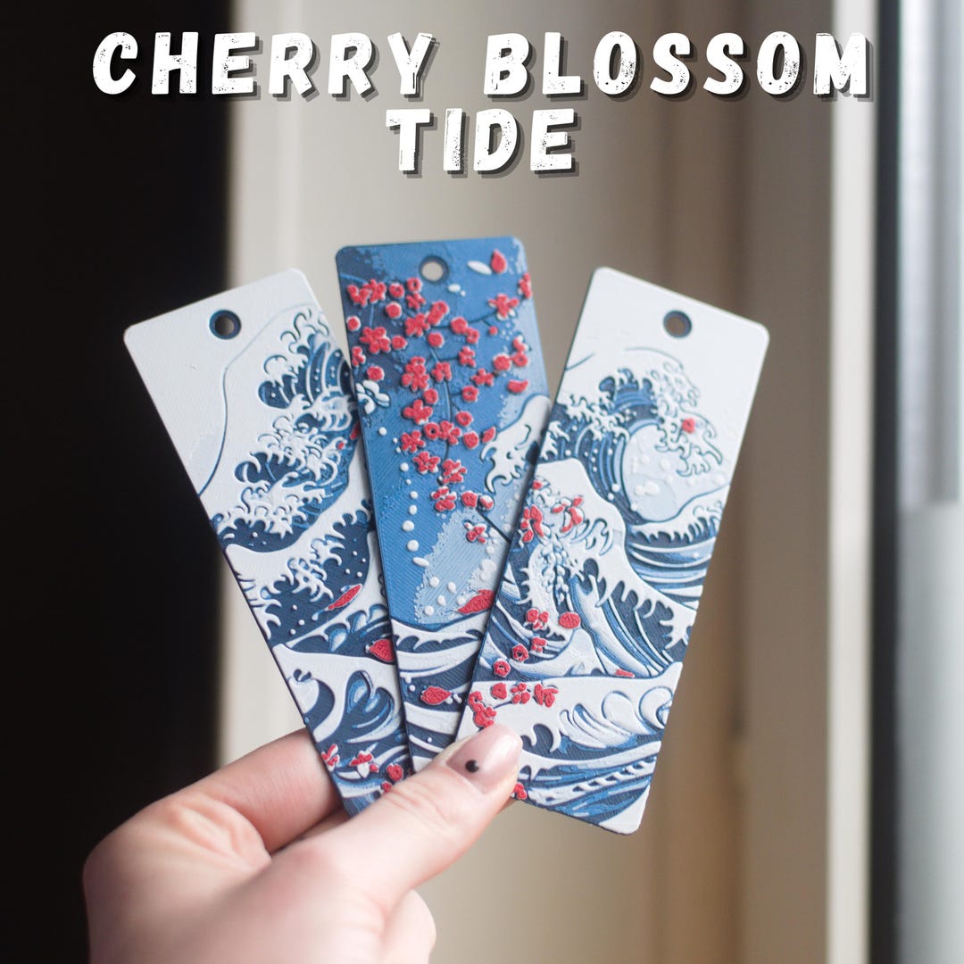 Cherry Blossom Tide Bookmarks | Hokusai | Japanese Wave Art | Handmade ...
