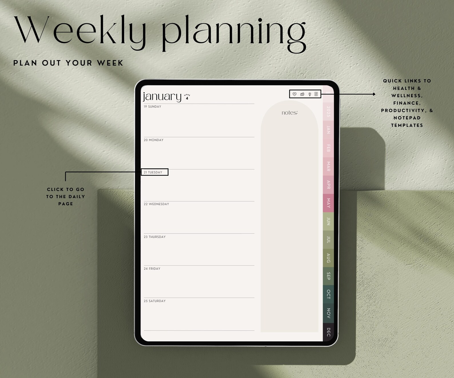 2025 Digital Planner, Minimalist Digital Planner, iPad Planner ...