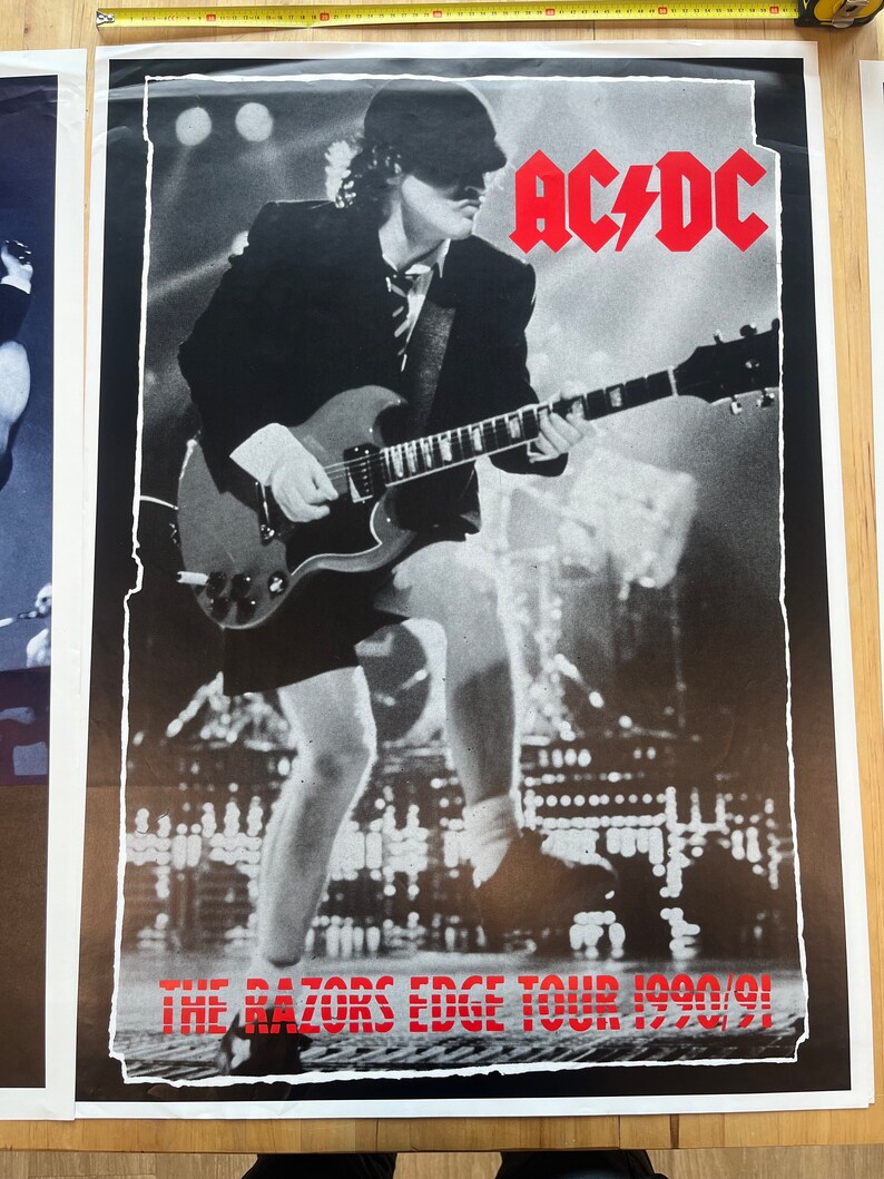 Original ACDC Poster 1990 Rare Vintage Print Razors Edge Tour - Etsy