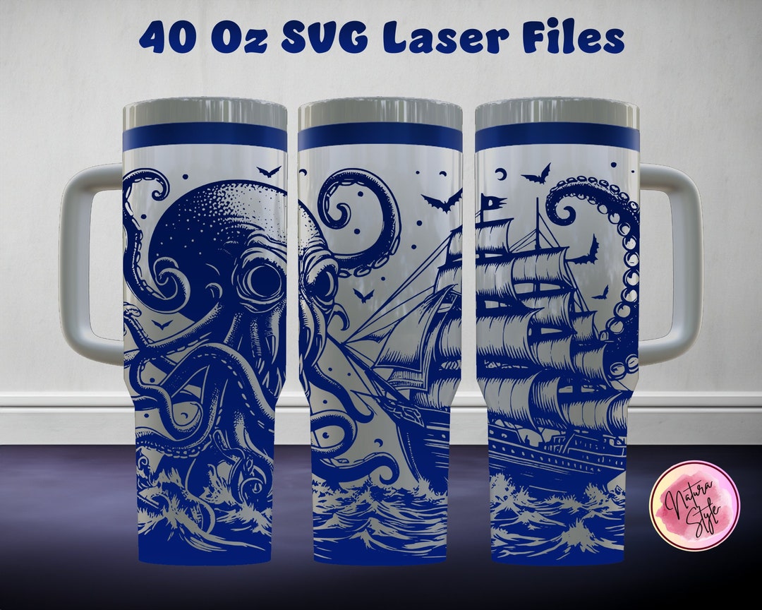 Scary Octopus 40 Oz Tumbler Laser SVG File Seamless Tumbler Design ...