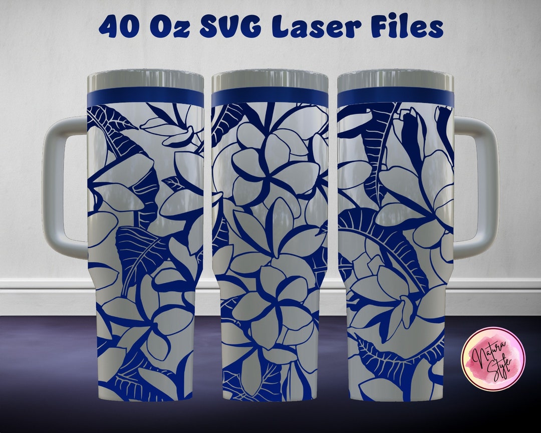 Frangipani Flower 40 Oz Tumbler Laser SVG File Seamless Tumbler Design ...