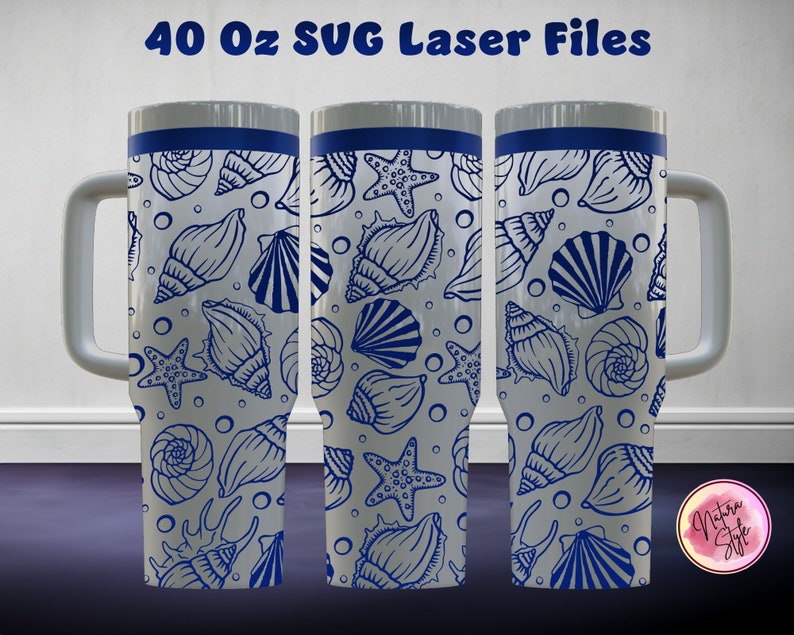 Sea Shell 40 Oz Tumbler Laser SVG File Seamless Tumbler Design, Sea ...