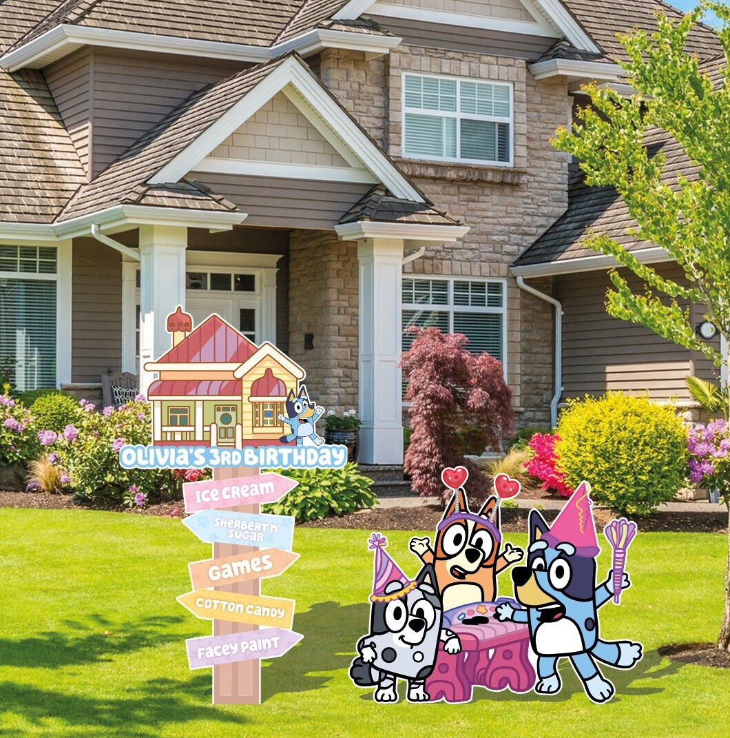 Bluey & Friends Cutout and Yard Sign - Etsy UK