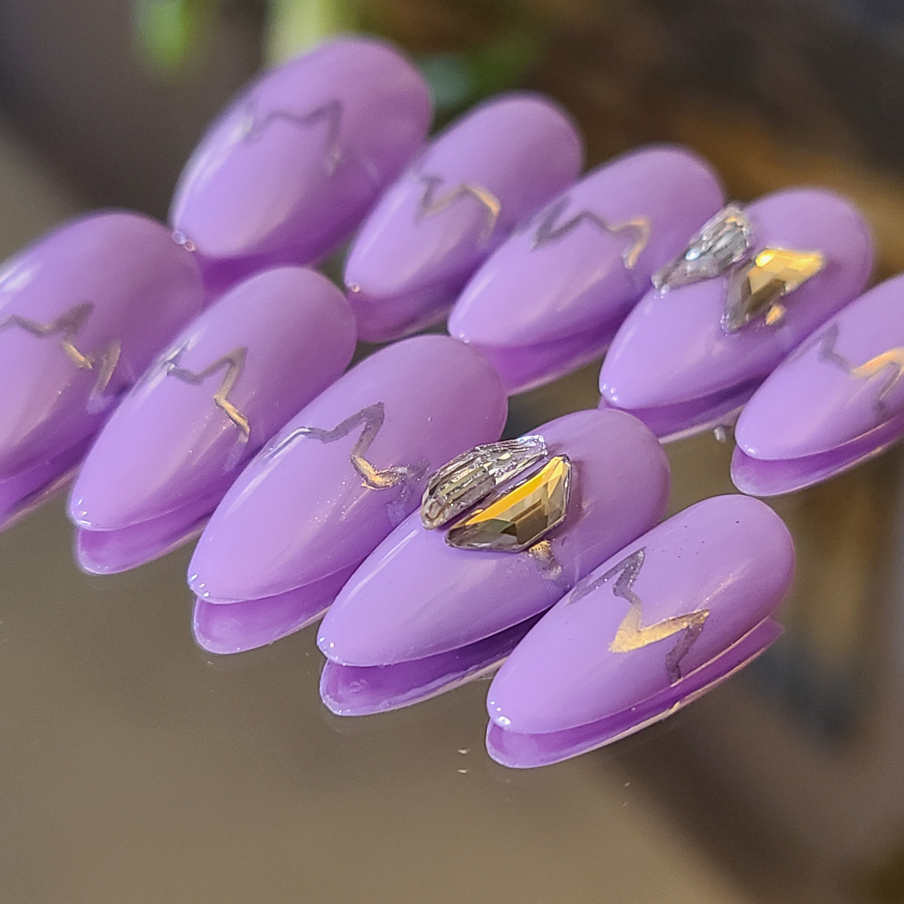 BTS Purple Lavender Heartbeat Press on Nails Kpop Inspired Nails BTS Inspired Nails Lavender ...