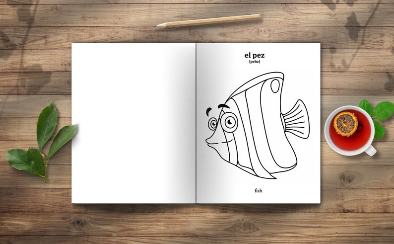 A Day at the Beach: Bold & Easy Learn Spanish Coloring Book - Etsy