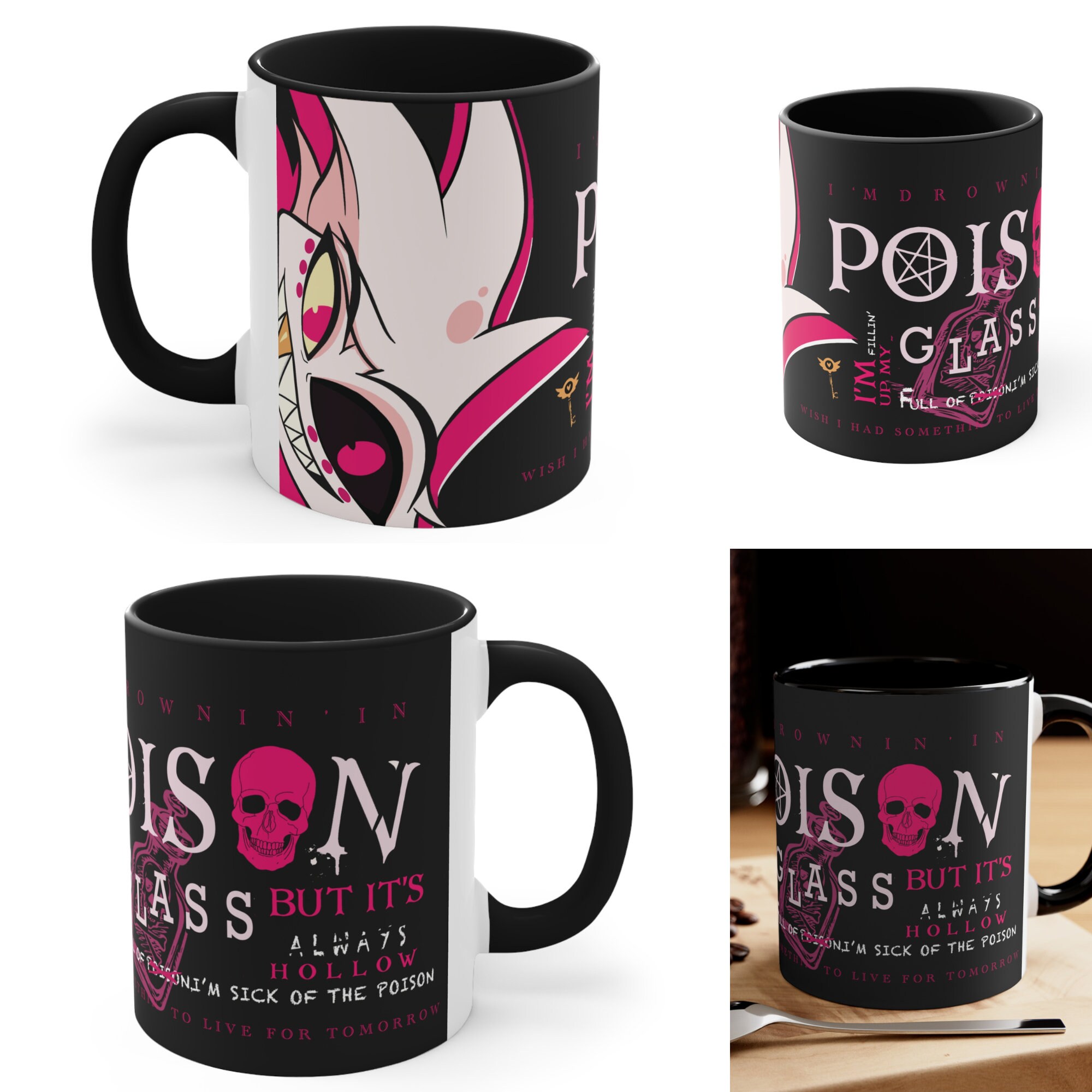 Black/ White Hazbin Hotel Angel Dust/ Anthony 'poison' Black Cup Mug ...