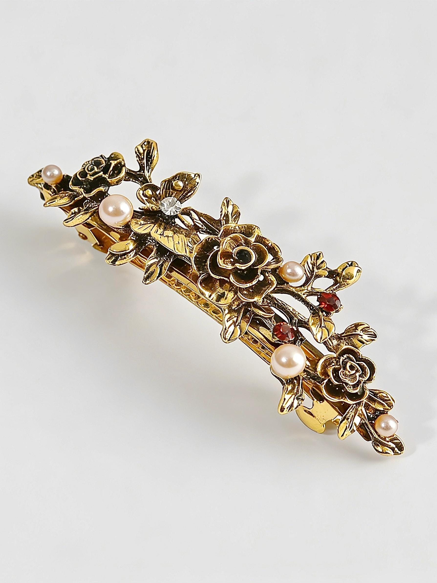 Vintage Metal French Clip Flower Design Hair Clip Barrette - Etsy