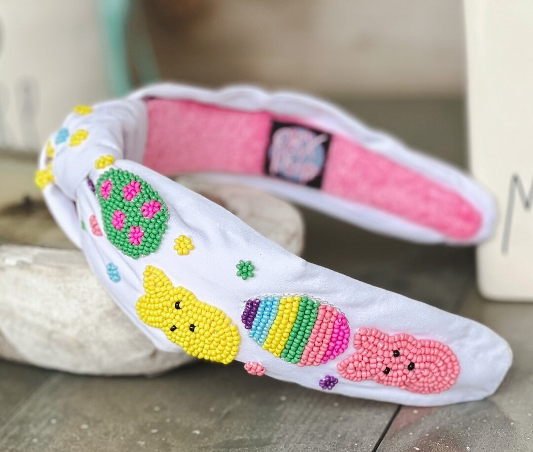 Peeps and Easter Eggs Seed Bead Top Knot Spring Headband - Etsy