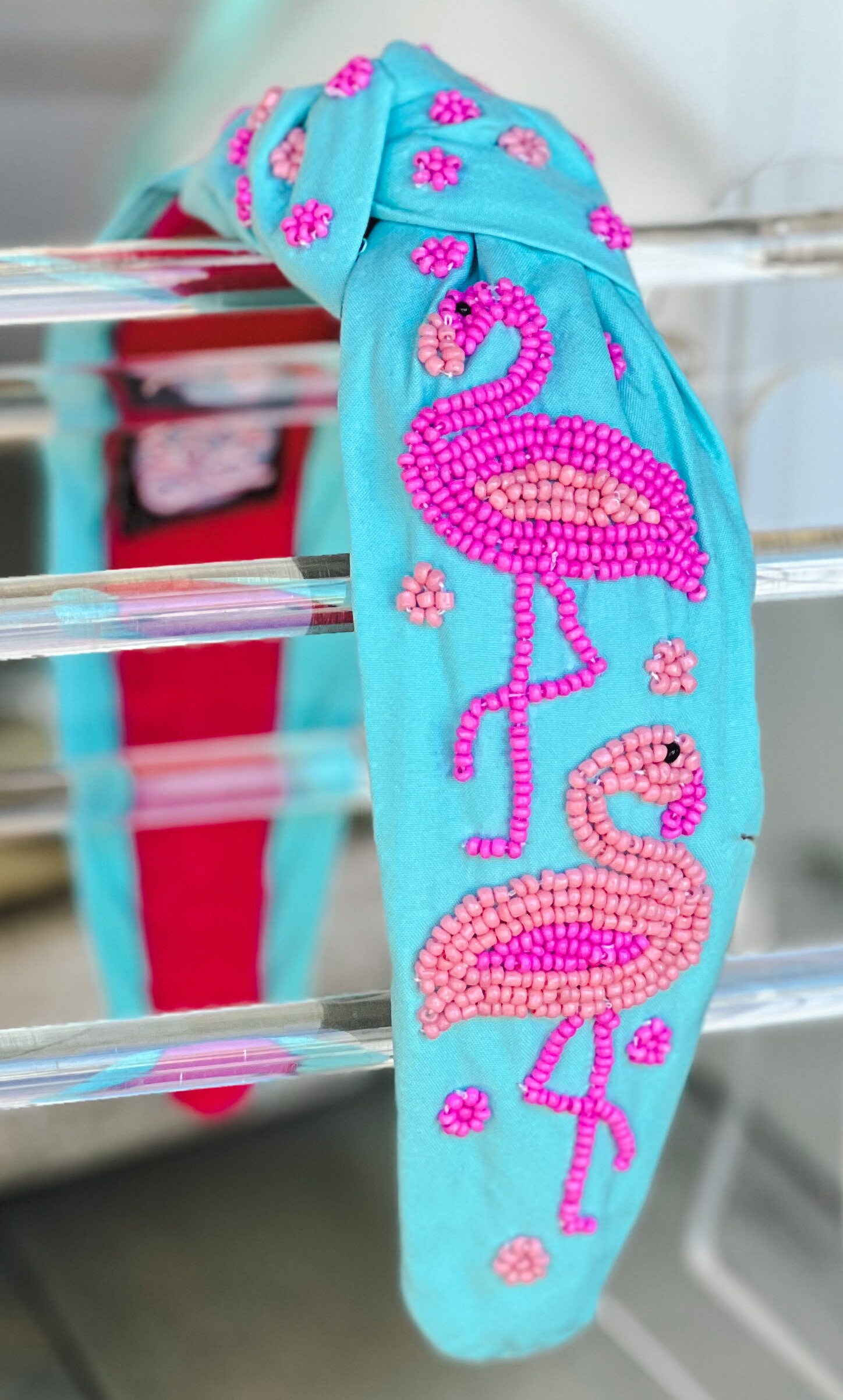 Flamingo Seed Beaded Top Knot Headband - Etsy