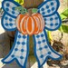 Preppy Pumpkin and Bow Hand Painted Autumn Fall Flowers Door Sign, Fall ...