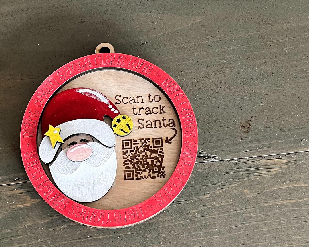 Santa Claus QR Code Santa Tracker Hand Painted Ornament - Etsy