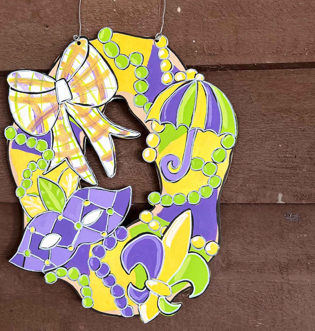 Hand-painted Mardi Gras King Cake Door Hanger - Festive & Fun! - Etsy