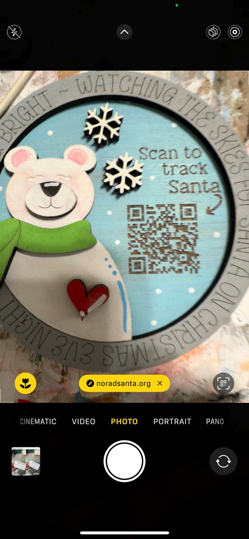 Polar Bear QR Code Santa Tracker Hand Painted Ornament - Etsy