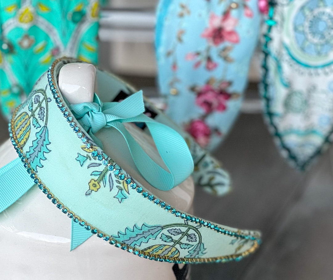 Spring Blues Elizabeth Rhinestone Edge Flat Headband - Etsy