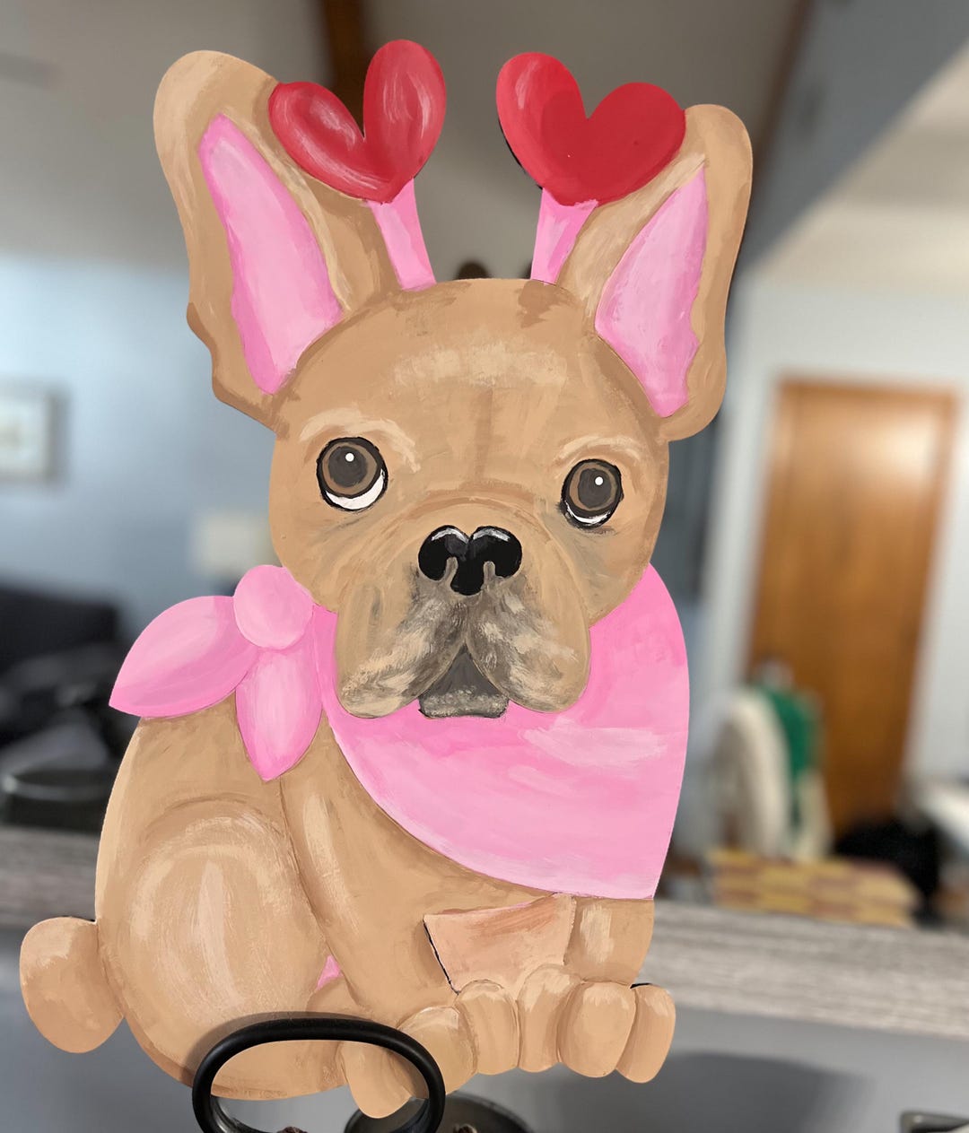 Adorable Frenchie Valentine’s Door Hanger, French Bulldog Hand Painted ...