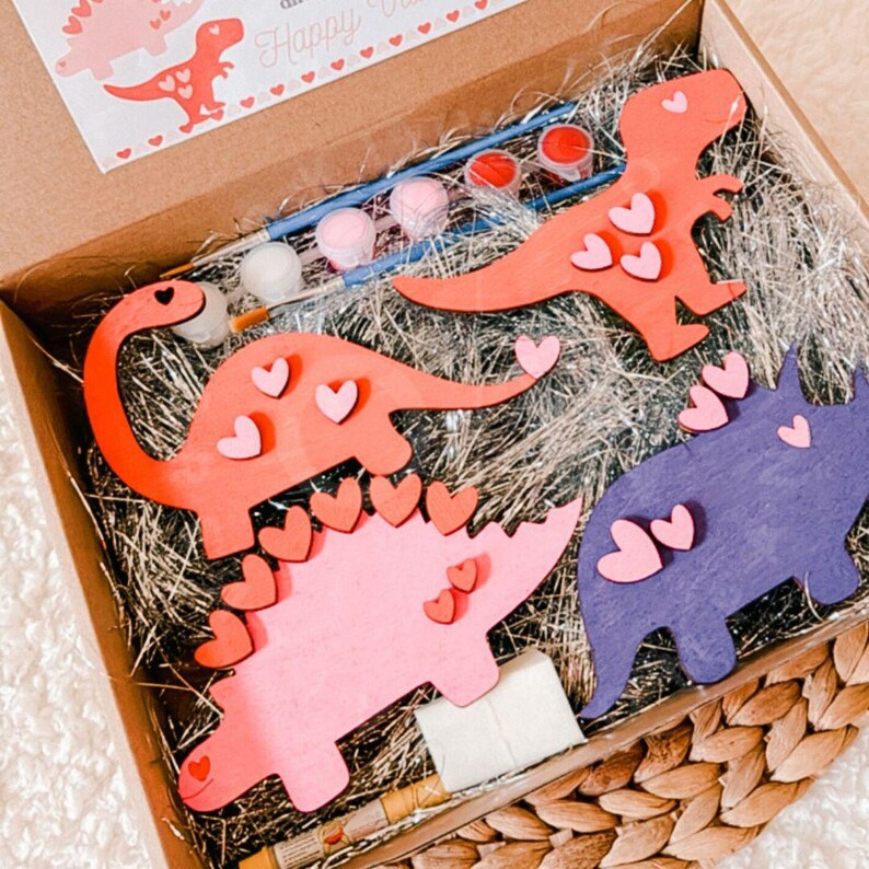Valentine's Day Dinosaur Kids' DIY Painting Kit - Etsy