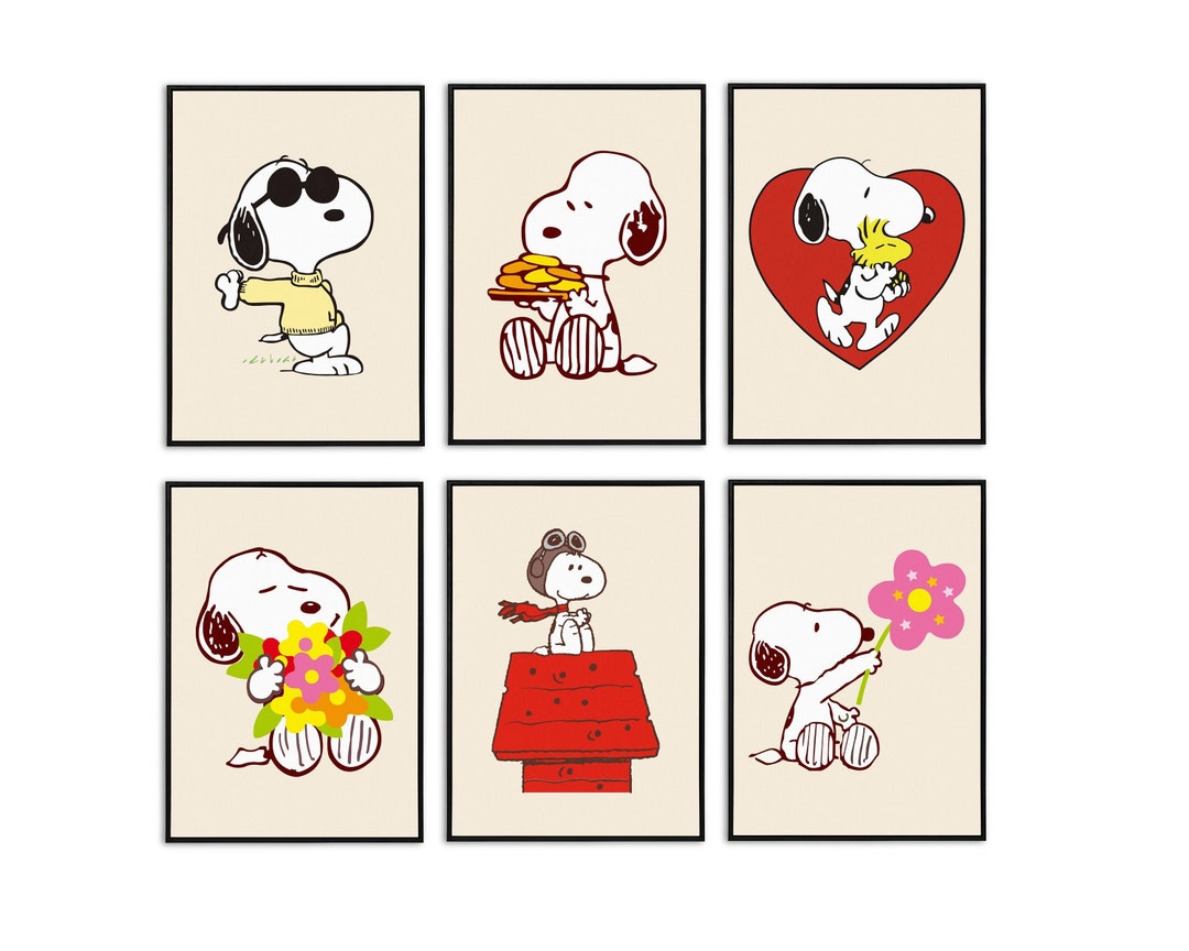 Set of 6 Snoopy Gallery Wall Peanuts Character Charlie - Etsy