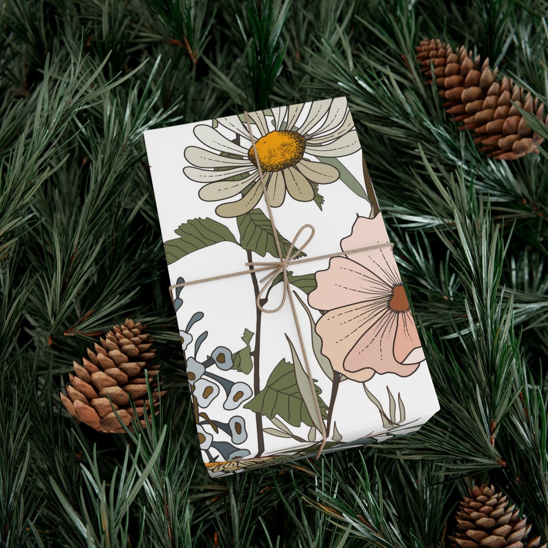 Vintage Retro Wildflower Wrapping Paper - Etsy