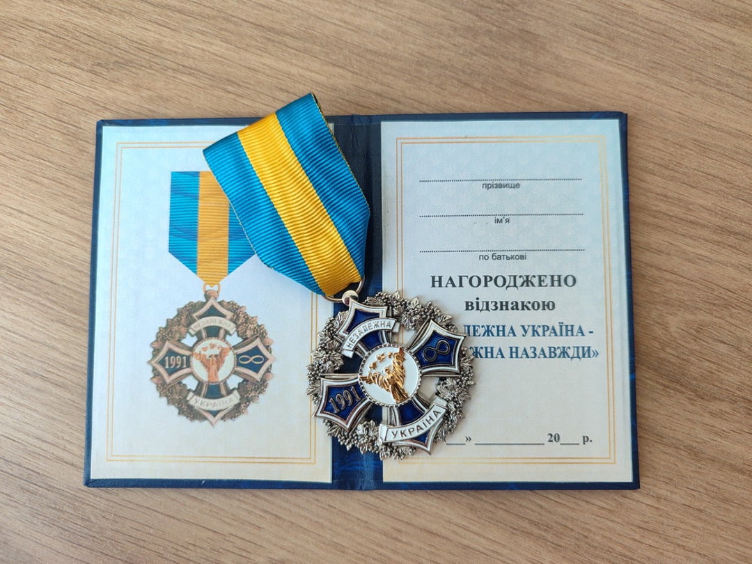 Ukrainian Award Medal "independent UKRAINE Forever" With Document ...