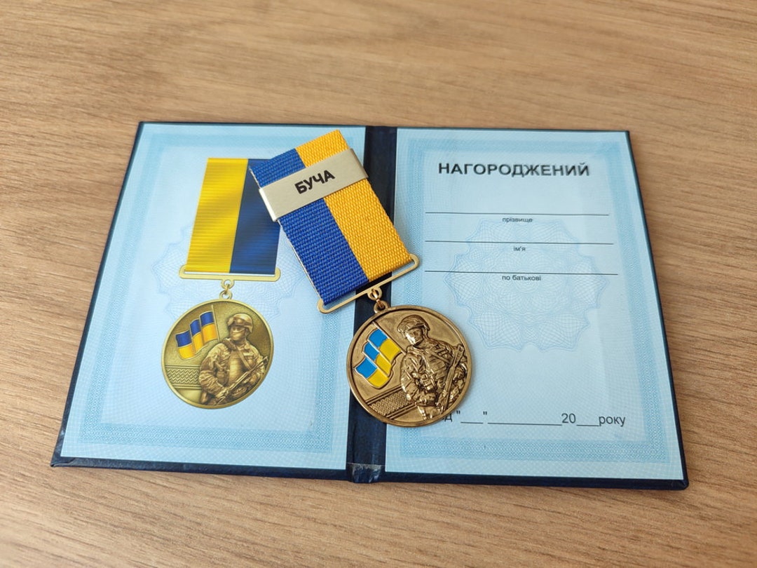 Ukrainian Award Medal "for the Defense of the Native Land. Bucha" With ...