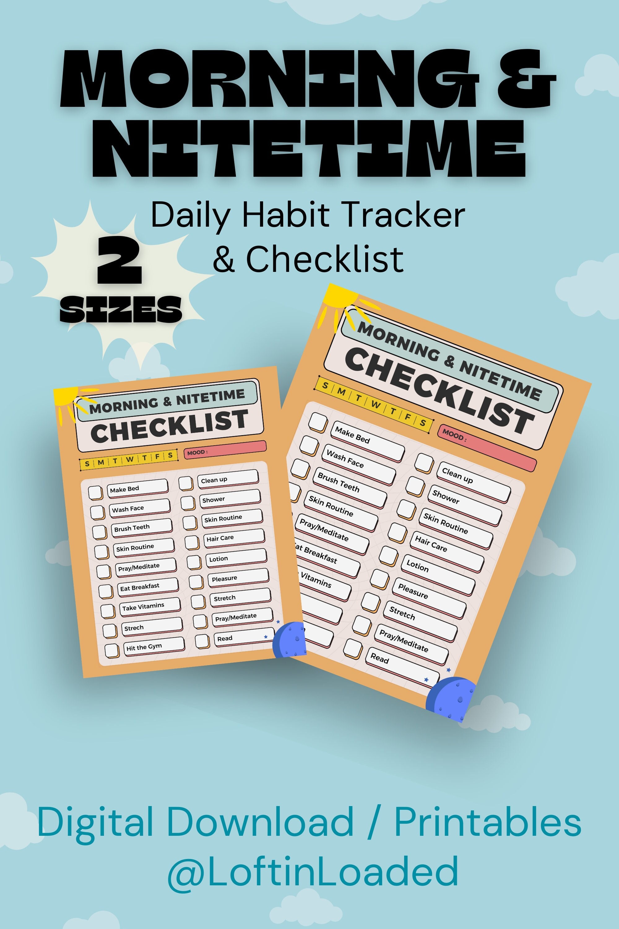 Printable Daily Habit Tracker/planner, Check List, Productivity Tracker ...