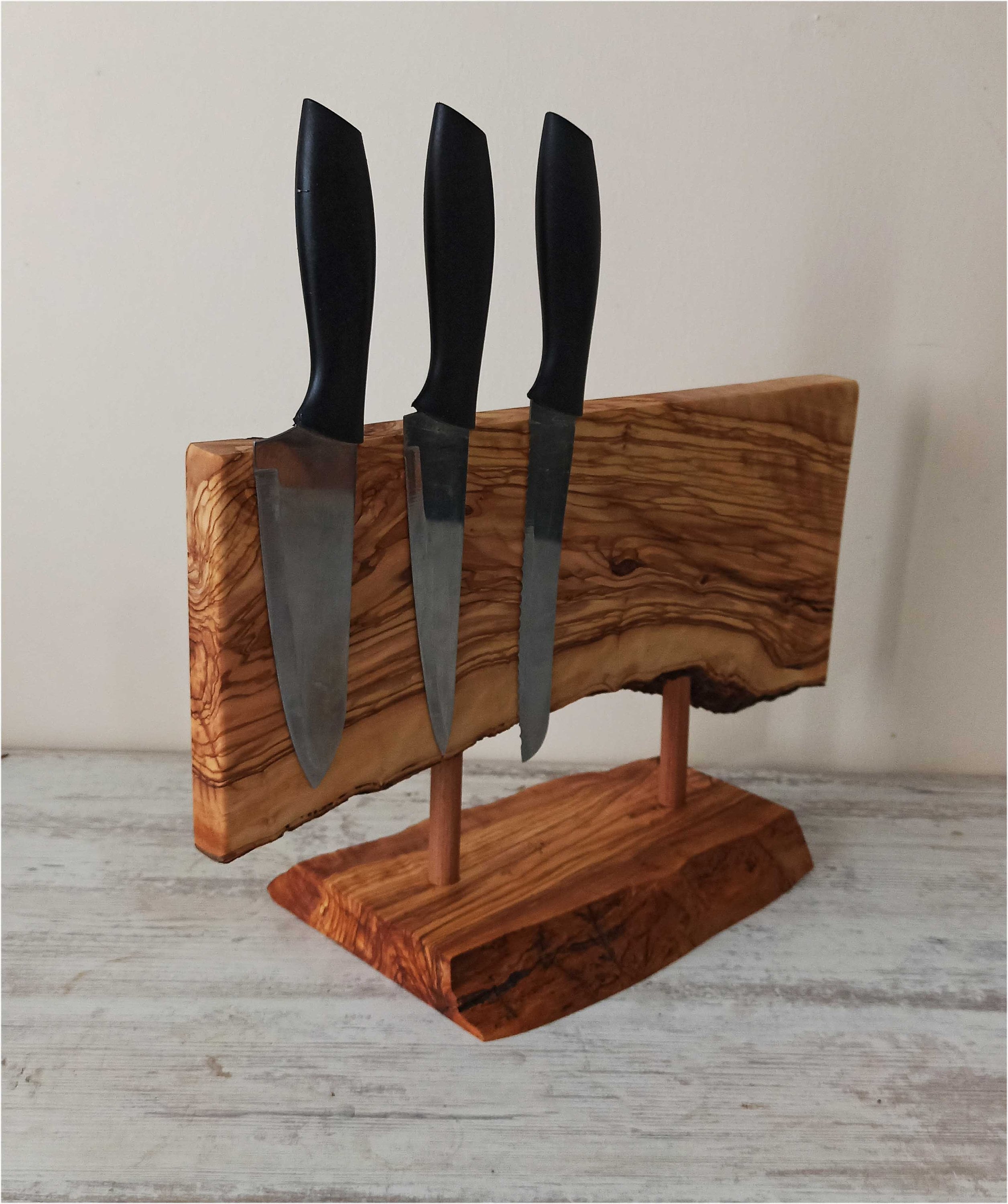Made to Order Magnetic Knife Stand, Stand Olive Wooden Knife Holder ...