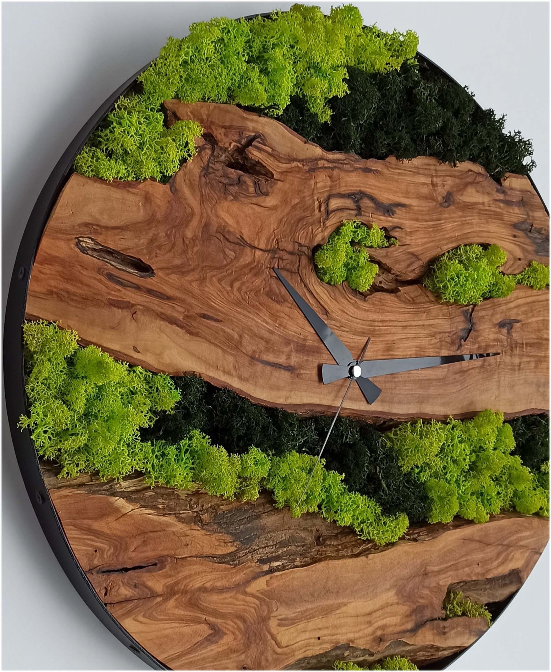 Made to Order Unique Wall Clock, Moss Wall Art, Moss Wall Clock, Wood ...